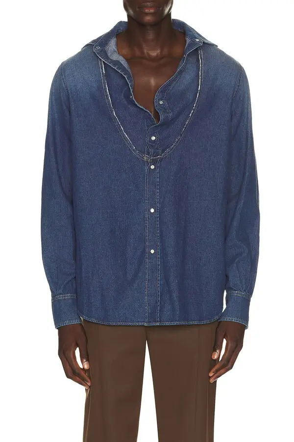 MAISON MARGIELA Long Sleeve Shirt In Blue