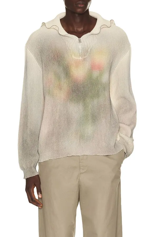 MAISON MARGIELA Quarter Zip Sweatshirt In Grey