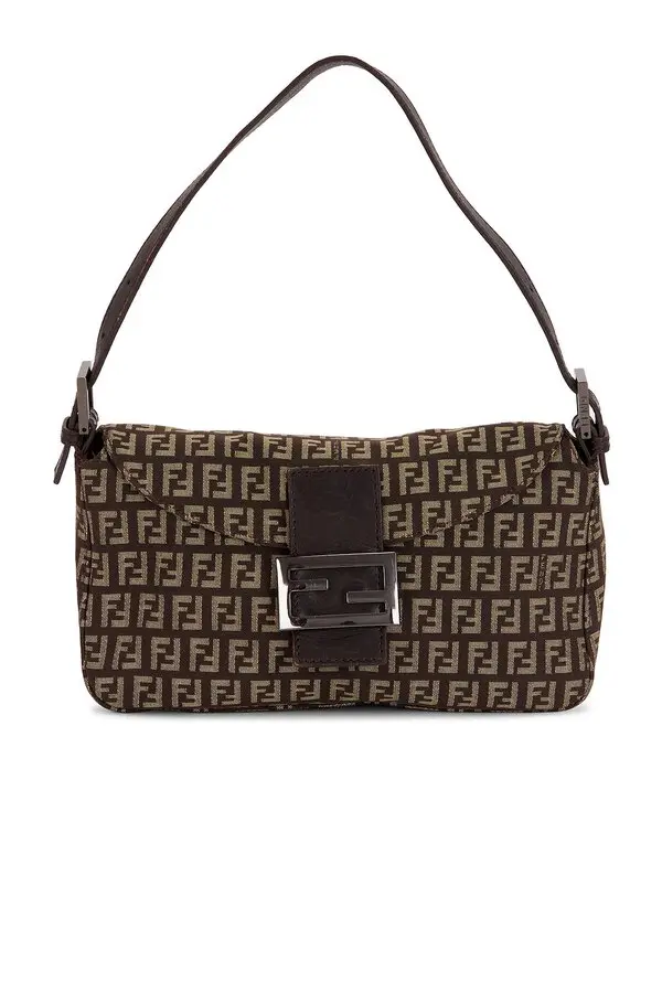 Fendi Zucchino Baguette Shoulder Bag - Brown