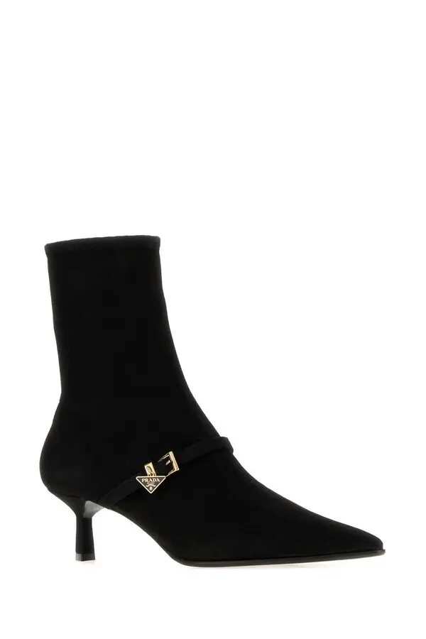 Prada Suede Ankle Boots - Black