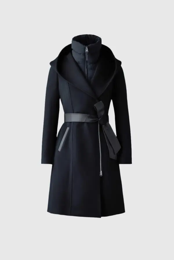 Mackage Shia-slbz 2-in-1 Double-face Wool Coat With Removable Bib - Black