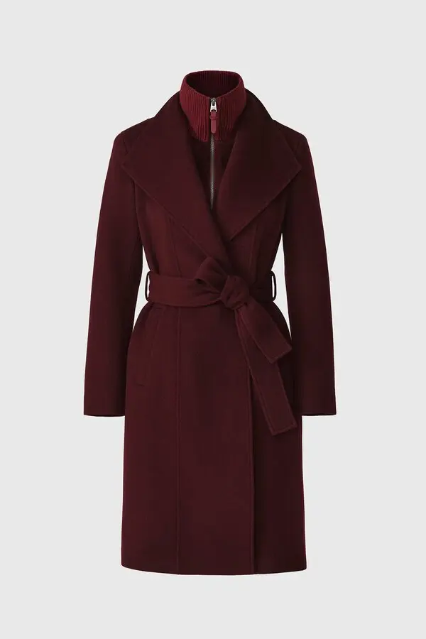 Mackage Norita-zz 2-in-1 Double Face Wool Coat With Sash - Garnet