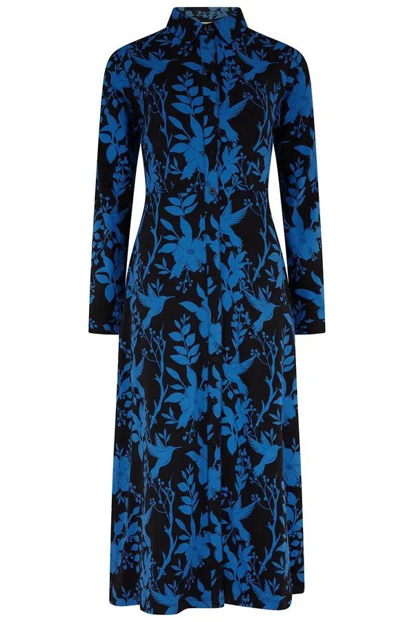 SUGARHILL BRIGHTON Sylvia Jersey Midi Shirt Dress Hummingbird - Black