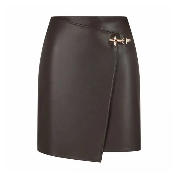 YUMI Faux Leather Wrap Mini Skirt
