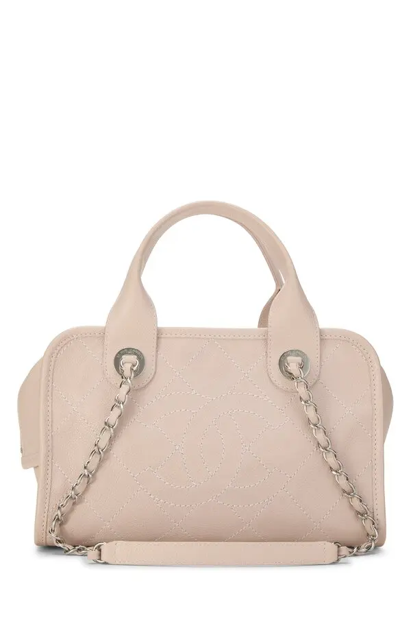 Chanel Quilted Caviar Deauville Bowler - Pink