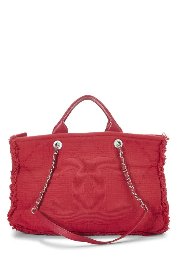 Chanel Canvas Double Face Shopping Tote - Red