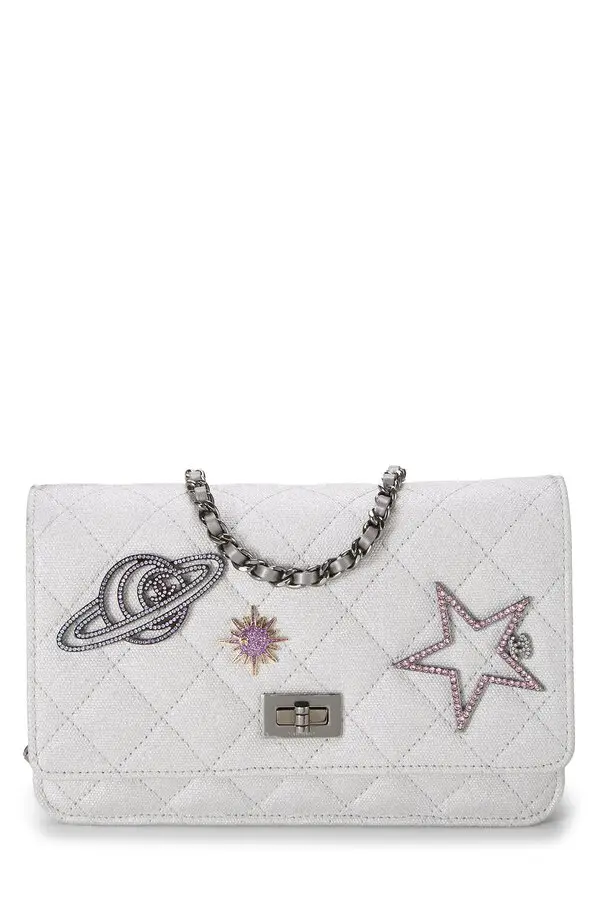 Chanel Canvas Space Charms Reissue Wallet On Chain - Silver