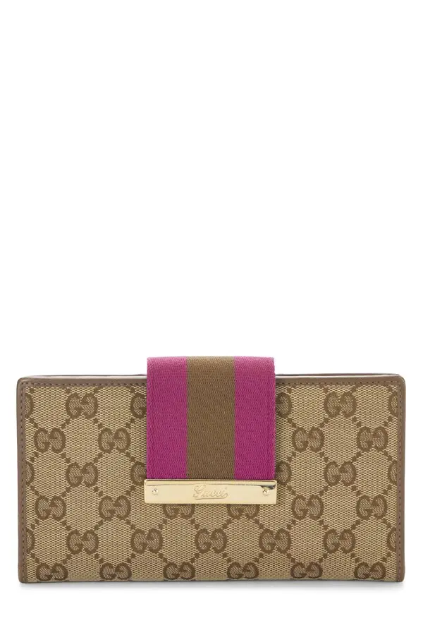 Gucci Original Gg Canvas Web Bar Wallet - Brown