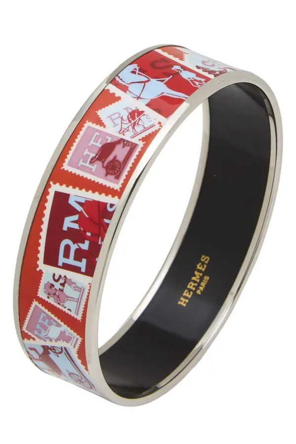 Hermès Silver & Enamel Bangle Gm - Red