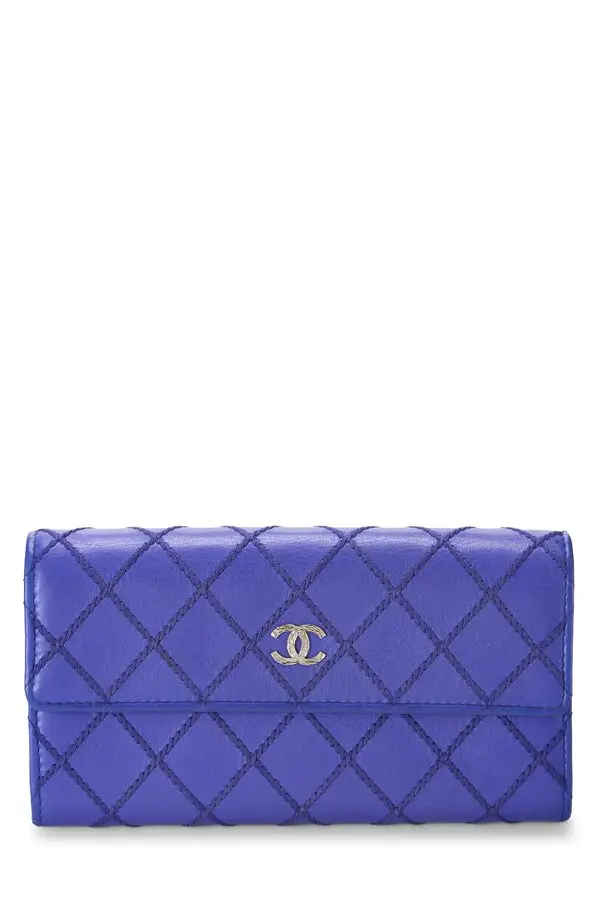 Chanel Lambskin Long Flap Wallet - Blue