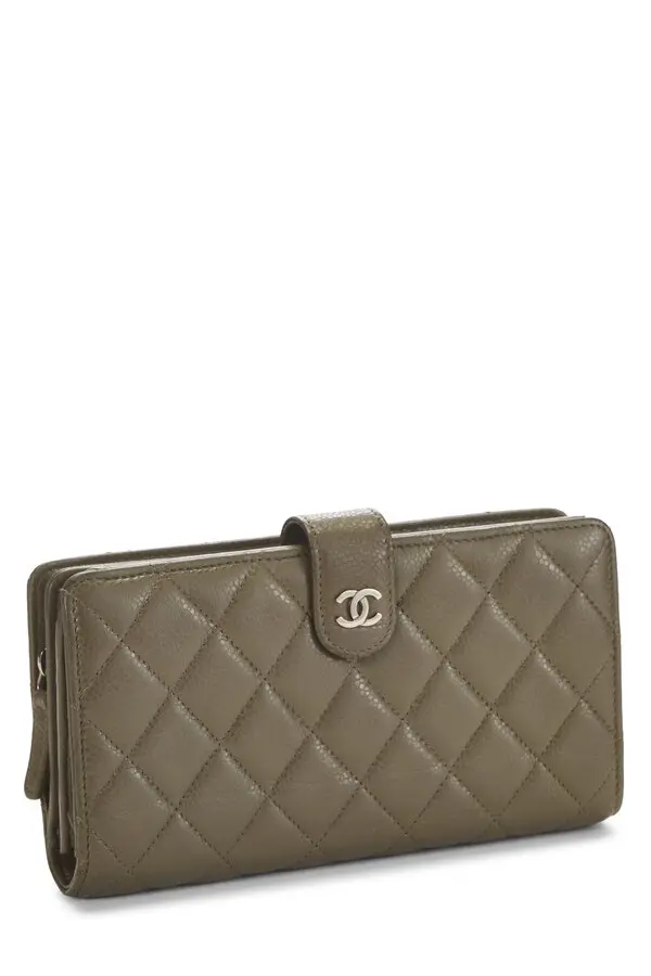 Chanel Quilted Caviar Compact Zip Around Wallet