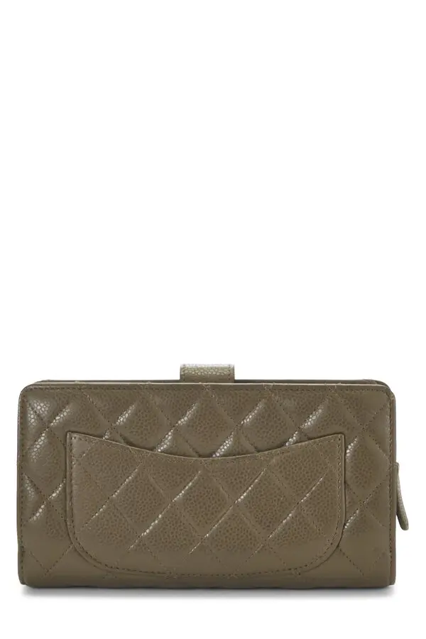 Chanel Quilted Caviar Compact Zip Around Wallet