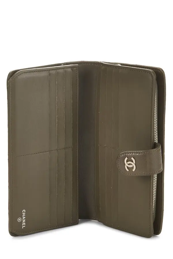 Chanel Quilted Caviar Compact Zip Around Wallet