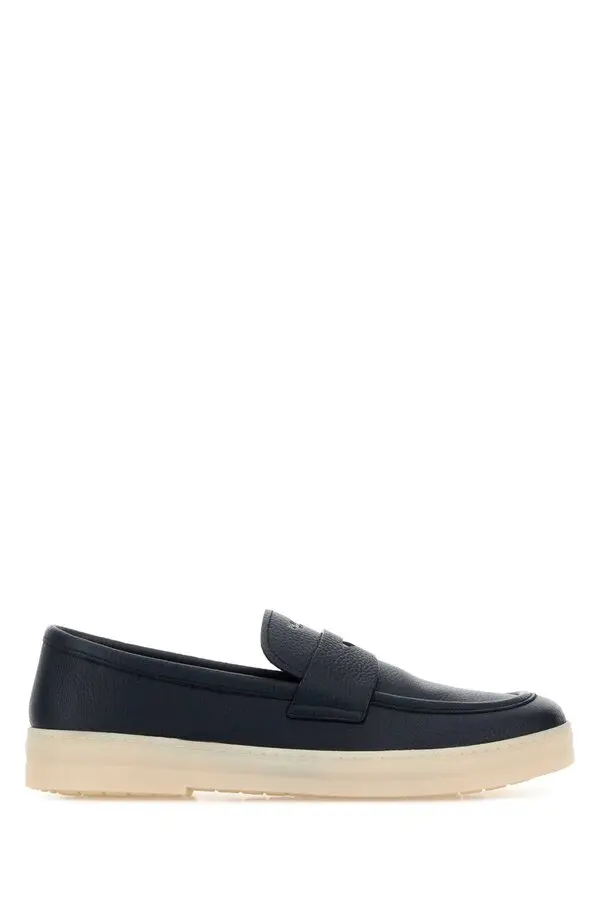 Prada Navy Leather Loafers - Blue