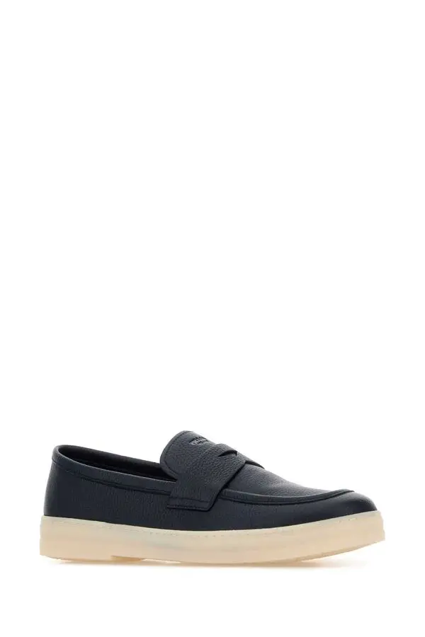 Prada Navy Leather Loafers