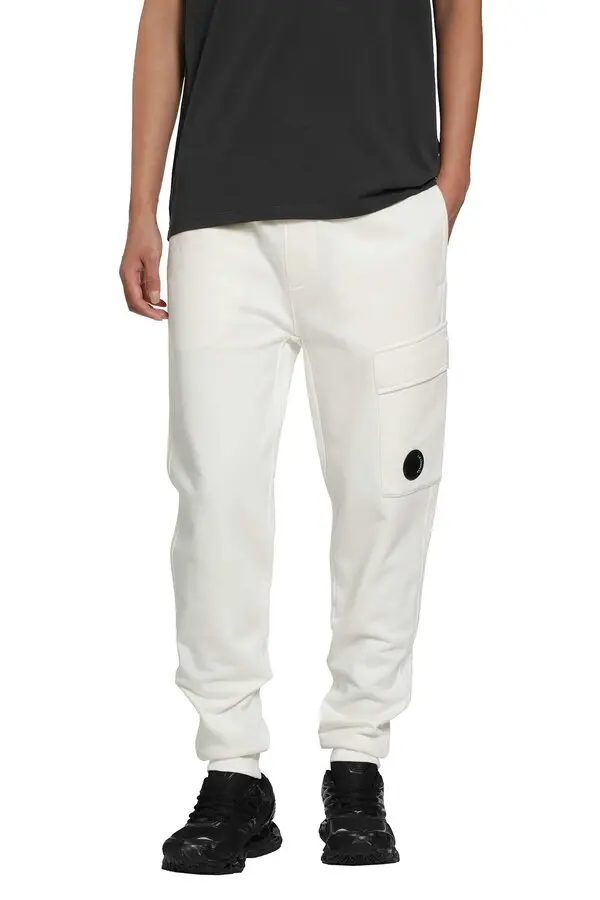 C.P. COMPANY Diagonal Raised Fleece Lens Sweatpants - Off-white