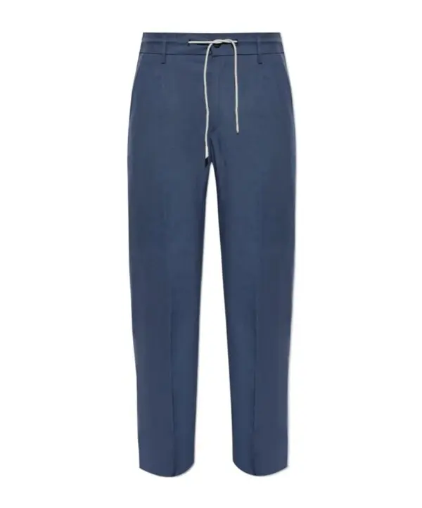 Eleventy Drawstring Creased Pants - Blue