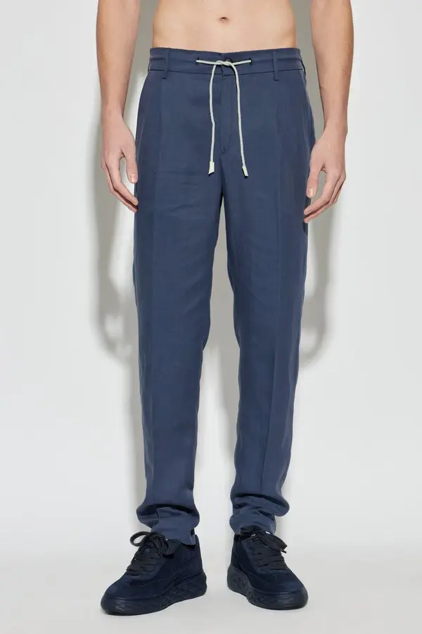 Eleventy Drawstring Creased Pants - Blue