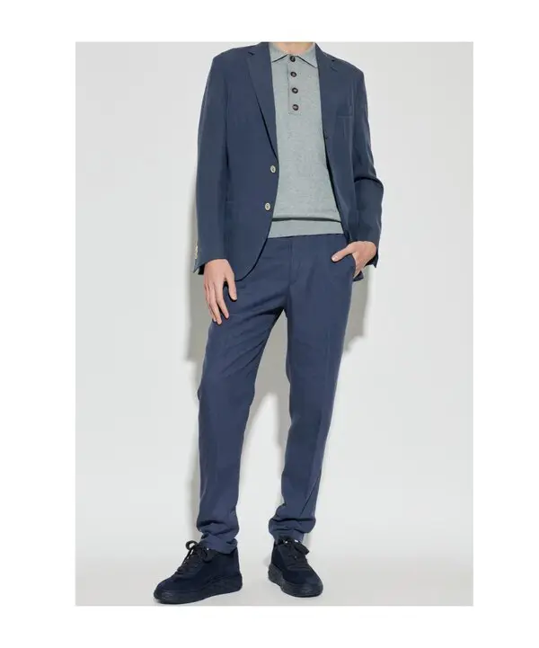Eleventy Drawstring Creased Pants - Blue