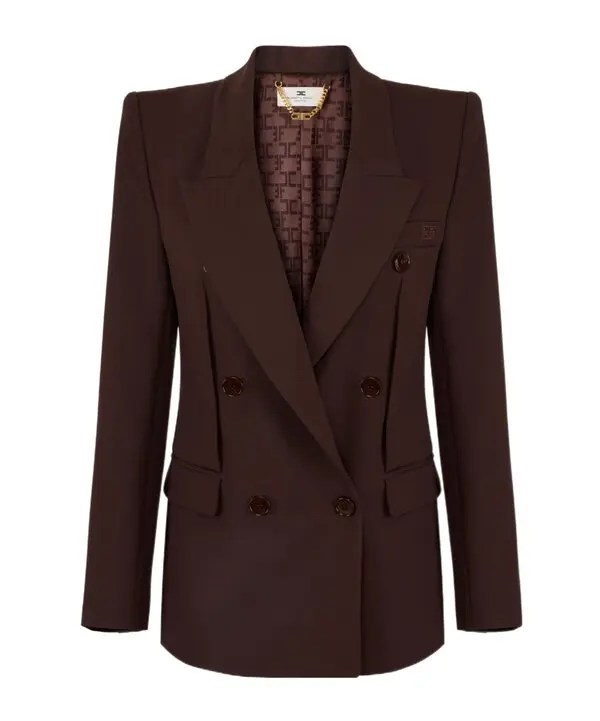 Elisabetta Franchi Double-breasted Blazer - Cocoa