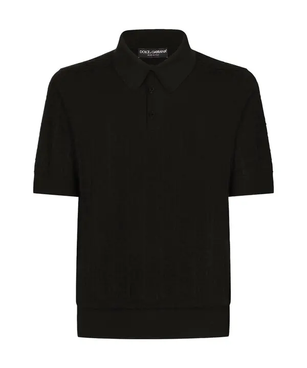 Dolce & Gabbana Dolce Gabbana Dg Logo Jacquard Knitted Polo Shirt