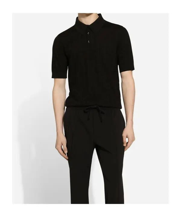 Dolce & Gabbana Dolce Gabbana Dg Logo Jacquard Knitted Polo Shirt