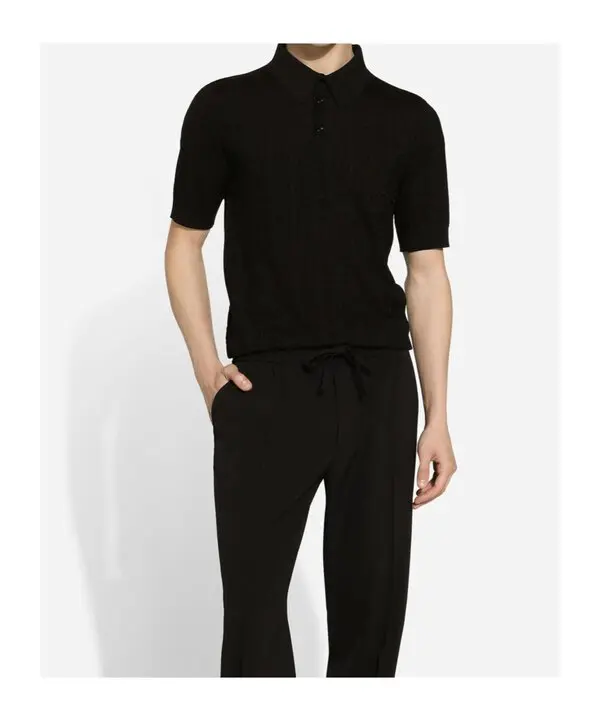 Dolce & Gabbana Dolce Gabbana Dg Logo Jacquard Knitted Polo Shirt
