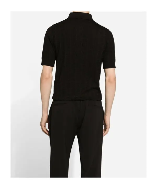 Dolce & Gabbana Dolce Gabbana Dg Logo Jacquard Knitted Polo Shirt