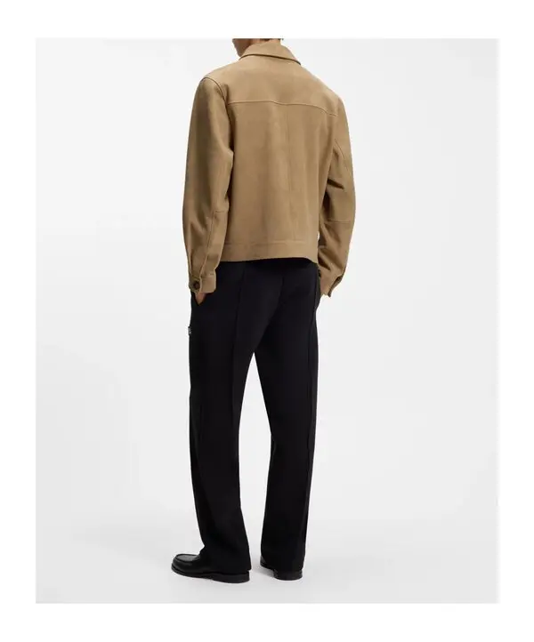 Hugo Boss Suede Jacket With Stitched Breast-pocket Detail