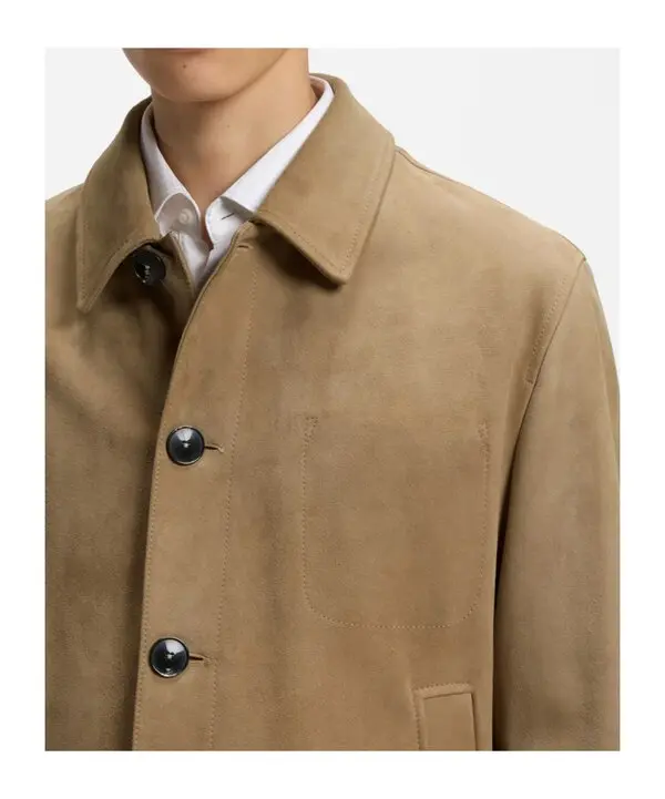 Hugo Boss Suede Jacket With Stitched Breast-pocket Detail