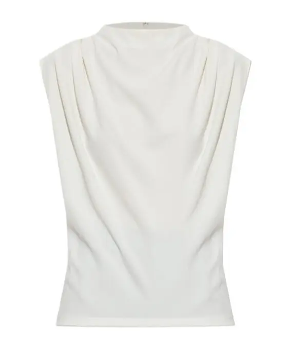 ALLSAINTS Draped Sleeveless Mock Neck Top - White