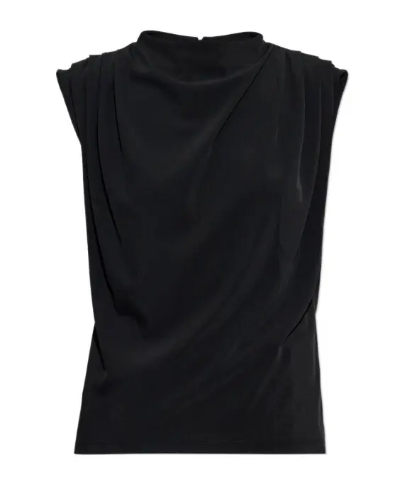 ALLSAINTS Draped Sleeveless Mock Neck Top - Black