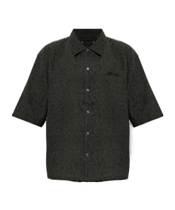 ALLSAINTS Leopard Print Short Sleeve Shirt
