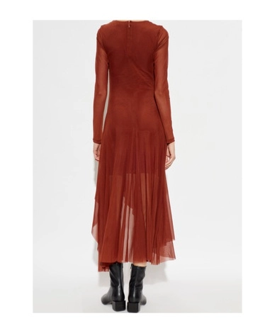 ALLSAINTS Draped Mesh Long Sleeve Midi Dress