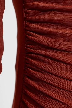 ALLSAINTS Draped Mesh Long Sleeve Midi Dress