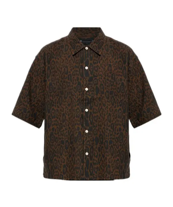 ALLSAINTS Leopard Print Short Sleeve Shirt