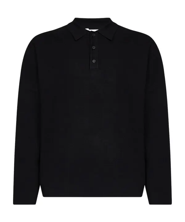 HEVO Long-sleeved Knitted Polo Shirt - Black