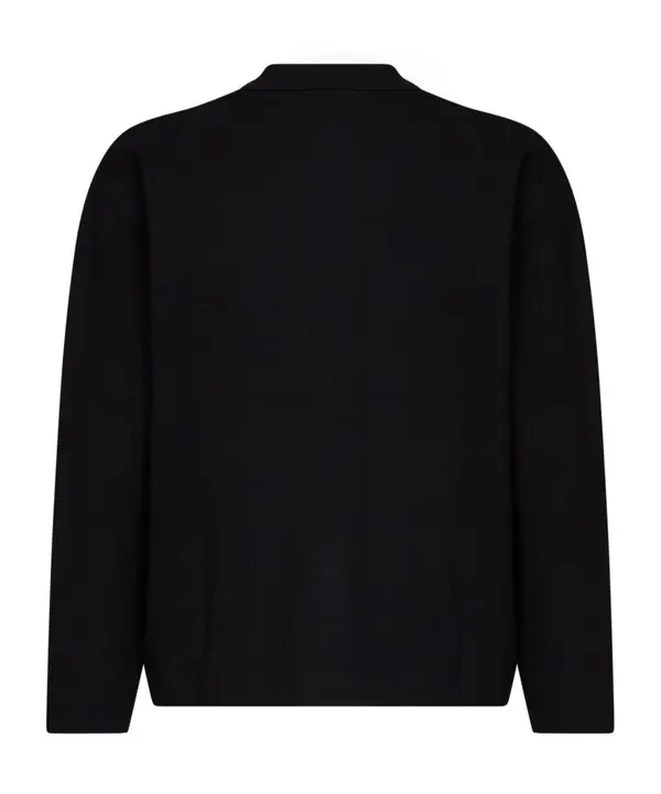 HEVO Long-sleeved Knitted Polo Shirt - Black
