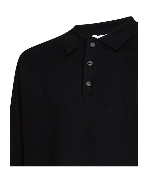 HEVO Long-sleeved Knitted Polo Shirt - Black