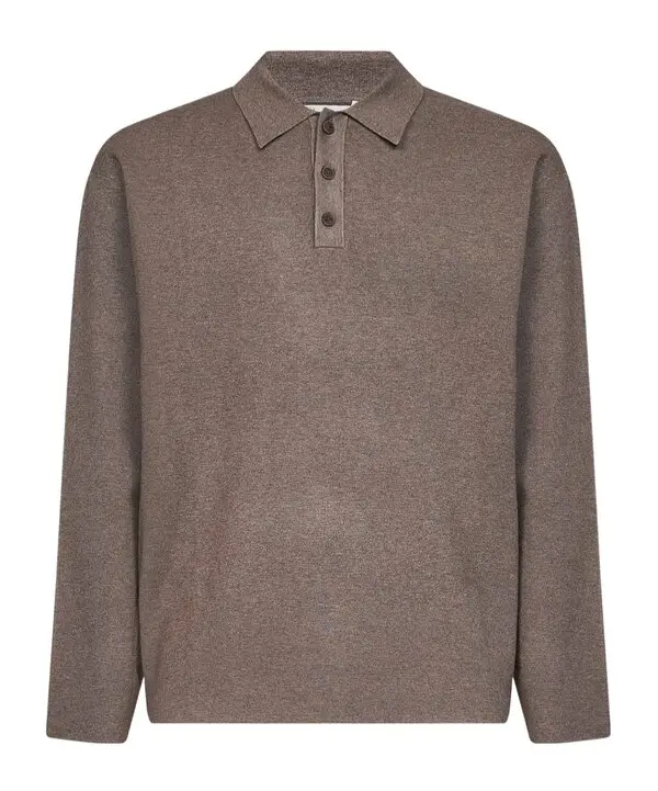 HEVO Long-sleeved Knitted Polo Shirt - Gray