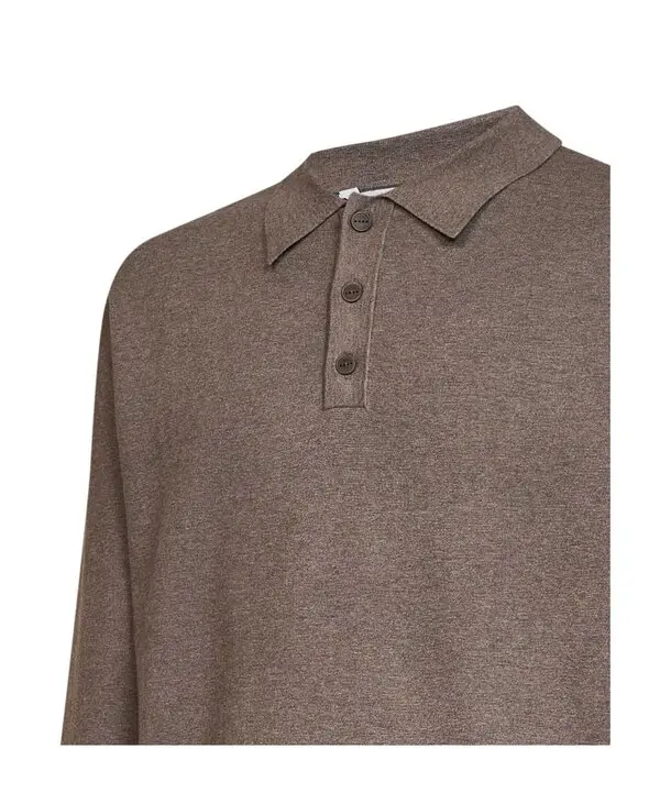 HEVO Long-sleeved Knitted Polo Shirt - Gray
