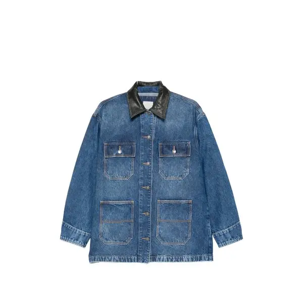 Simkhai Leather Collar Denim Jacket