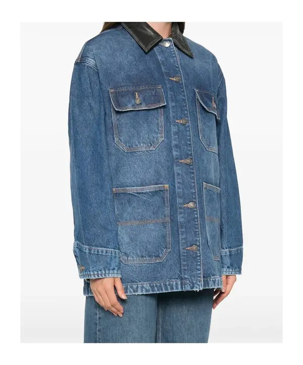 Simkhai Leather Collar Denim Jacket