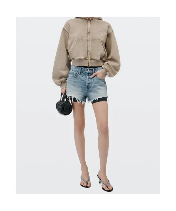 Alexander Wang Crystal Hotfix Zip Up Hoodie