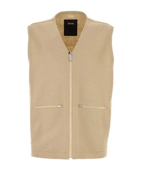 Herno Zippered Vest - Beige