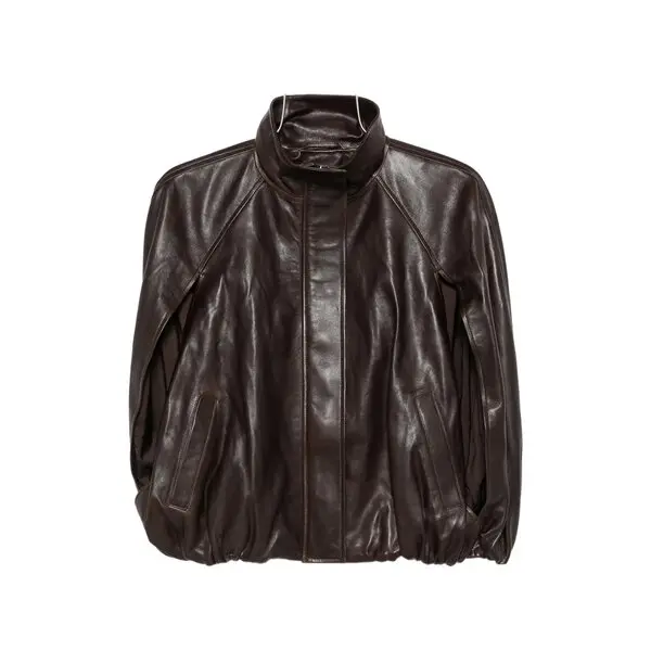 Simkhai Leather Cape Jacket - Dark Brown