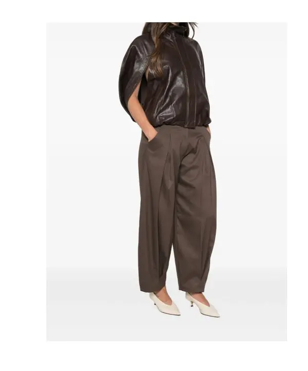Simkhai Leather Cape Jacket - Dark Brown