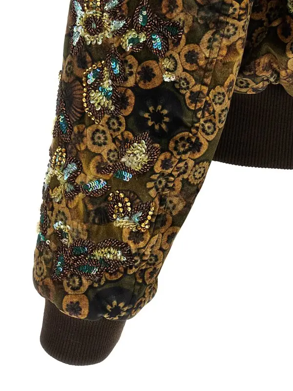 Dries Van Noten Valtor' Bomber Jacket With Embroideries And Beads - Brown