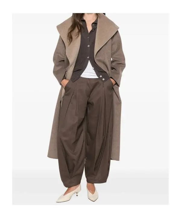 Simkhai Long Shawl Collar Belted Coat - Brown