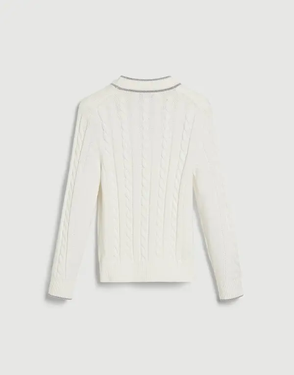 Brunello Cucinelli Cotton Cable Knit Cardigan With Logo